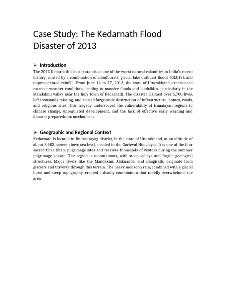 Kedarnath Flood Case Study | PDF | Natural Hazards | Earth Sciences