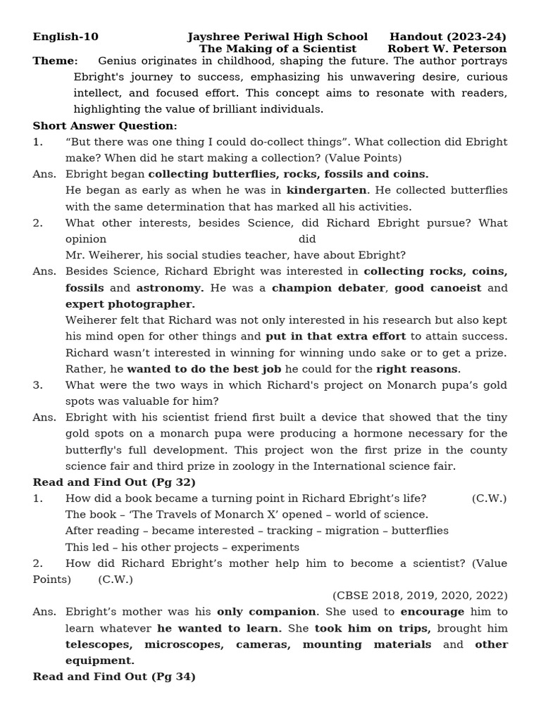 Making of A Scientist Handout | PDF | Experiment | Cognition