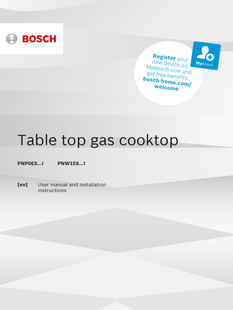Bosch Table Top Gas Cooktop Manual | PDF | Fires | Cookware And Bakeware