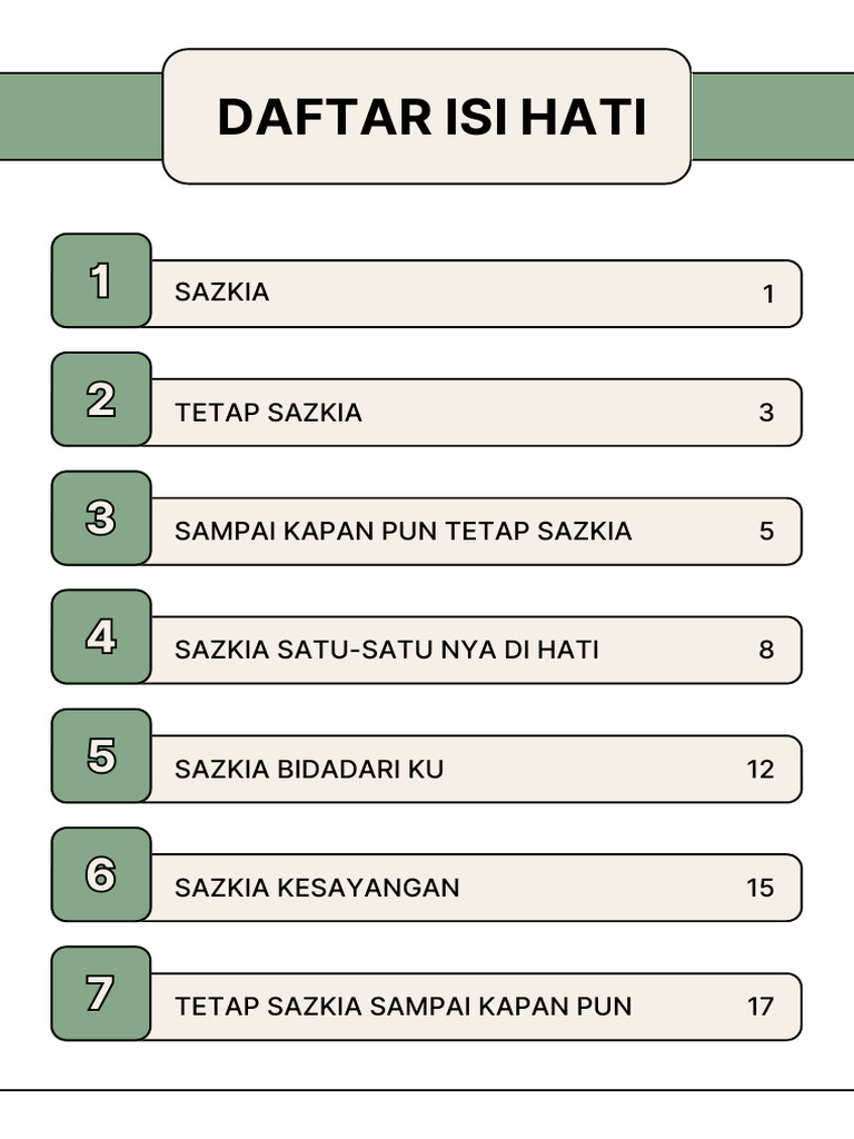 Hijau Dan Krem Sederhana Minimalis Daftar Isi Dokumen A4 | PDF
