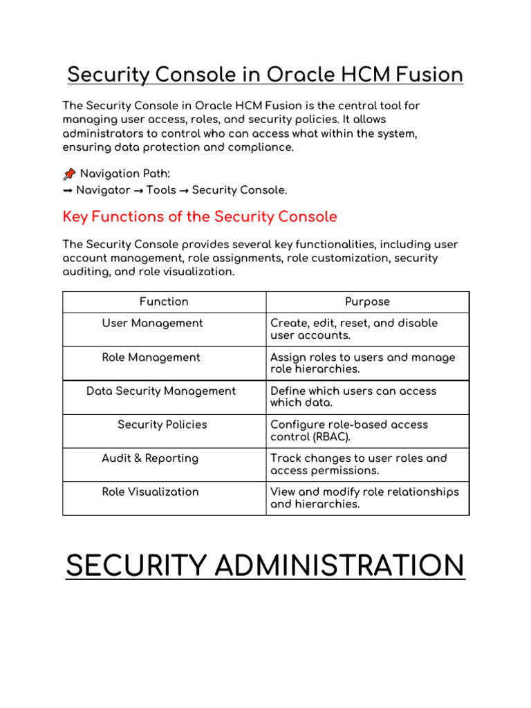 Oracle HCM Fusion Security Console Overview | PDF | Information ...