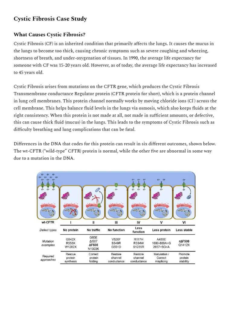 Cystic Fibrosis Case Study | PDF | Genetic Code | Biology
