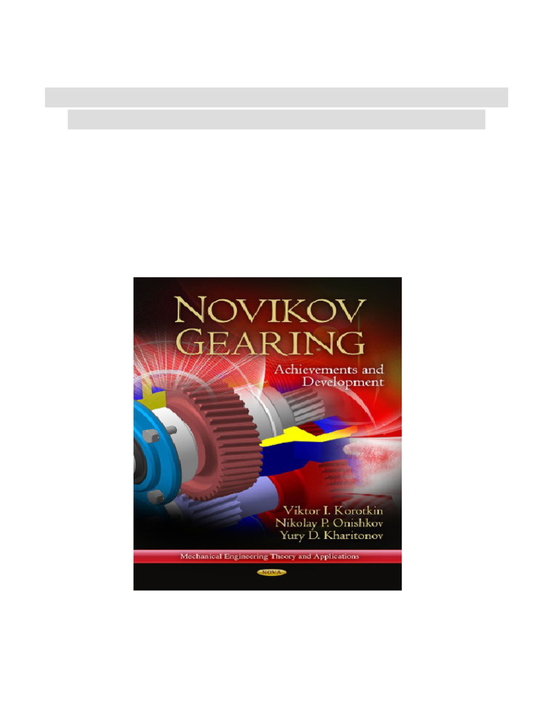 Novikov Gearing Achievements and Development 1st Edition Viktor I ...