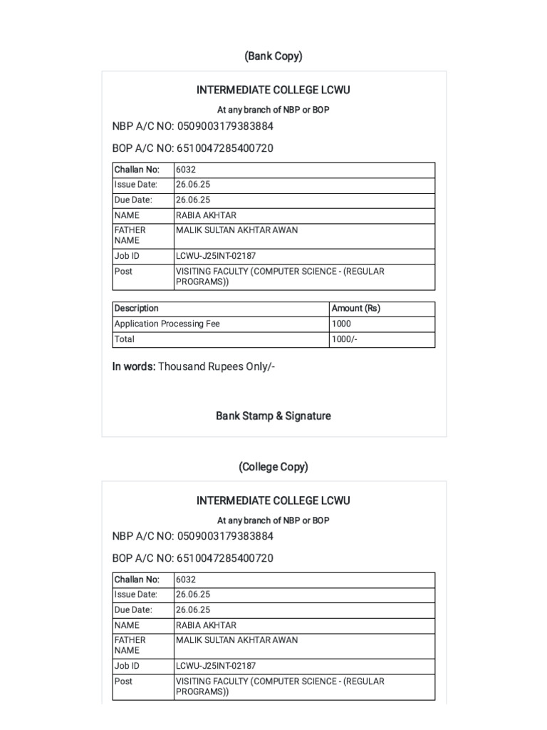 Application Processing Fee - Intermediate Visiting Faculty | PDF