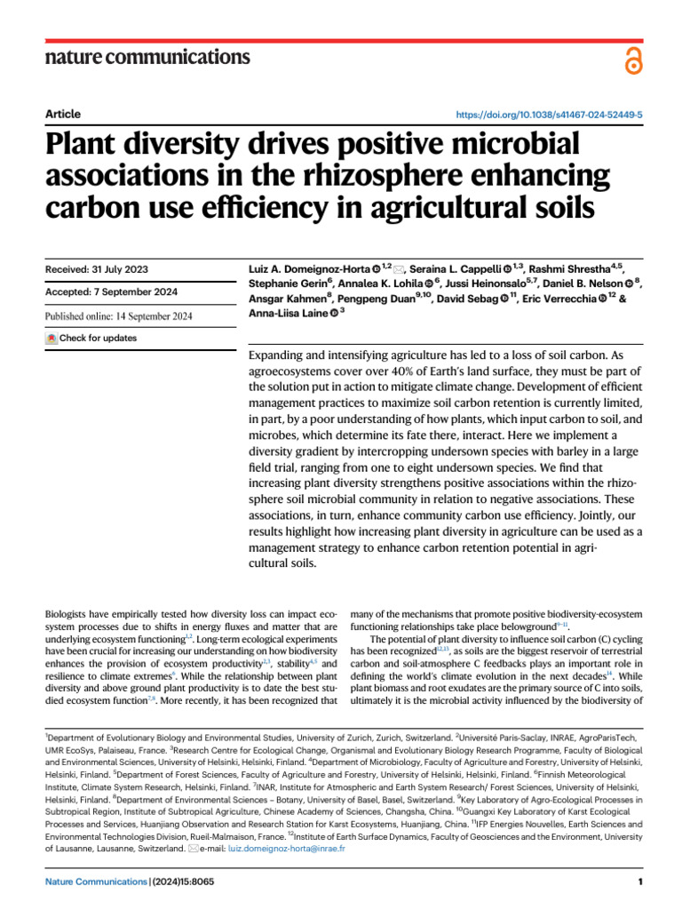 Plant Diversity Drives Positive Microbial Associations in The ...