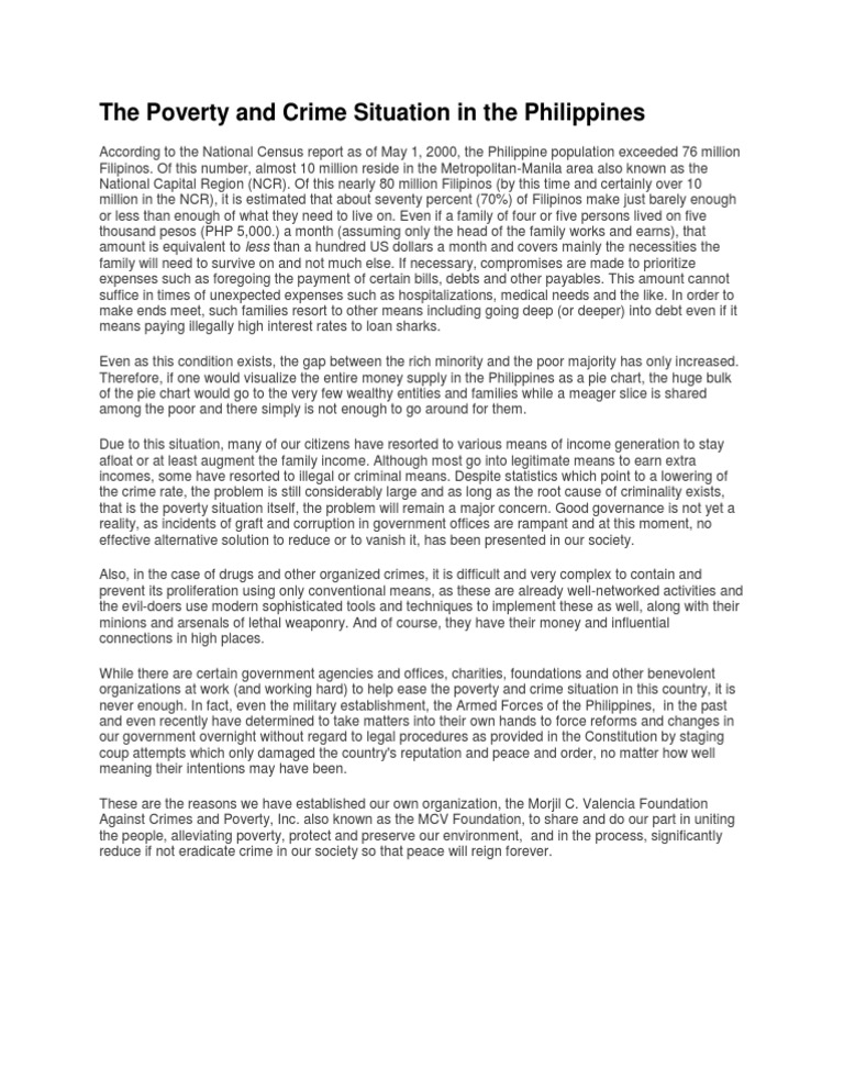 The Poverty and Crime Situation in The Philippines | PDF | Poverty ...