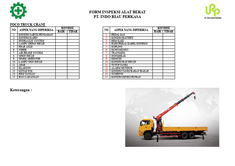 Form Inspeksi Foco Truck Crane | PDF
