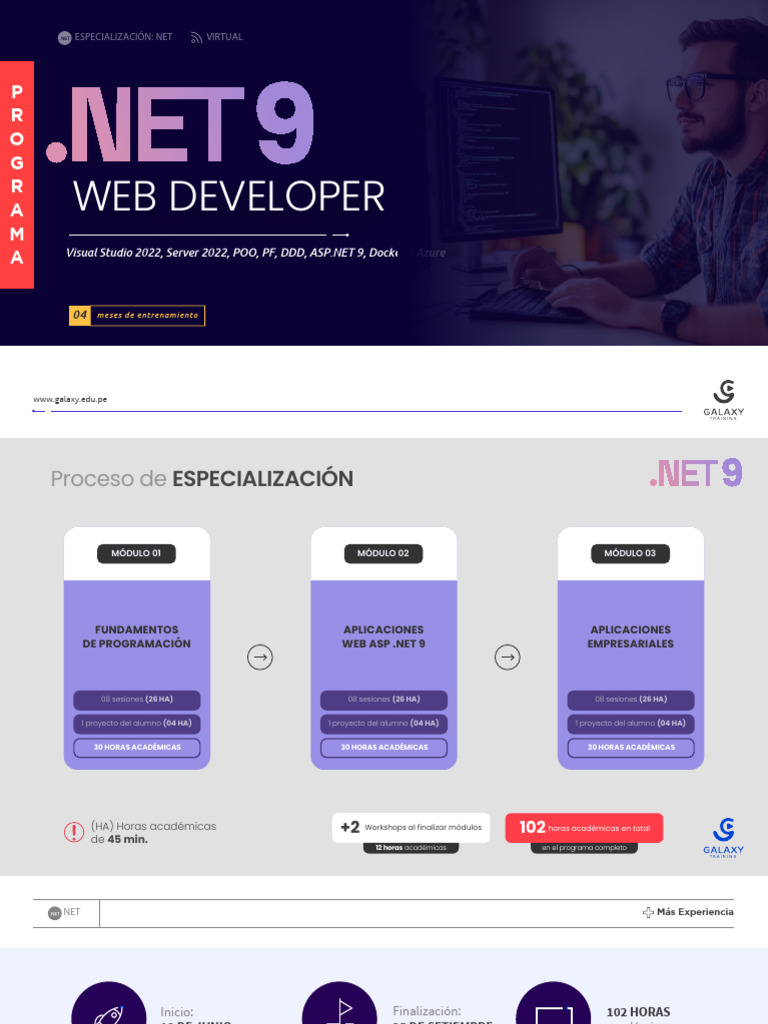 Temario - Programa - NET 9 Web Developer | PDF | Servidor SQL de Microsoft | C Sharp (lenguaje ...