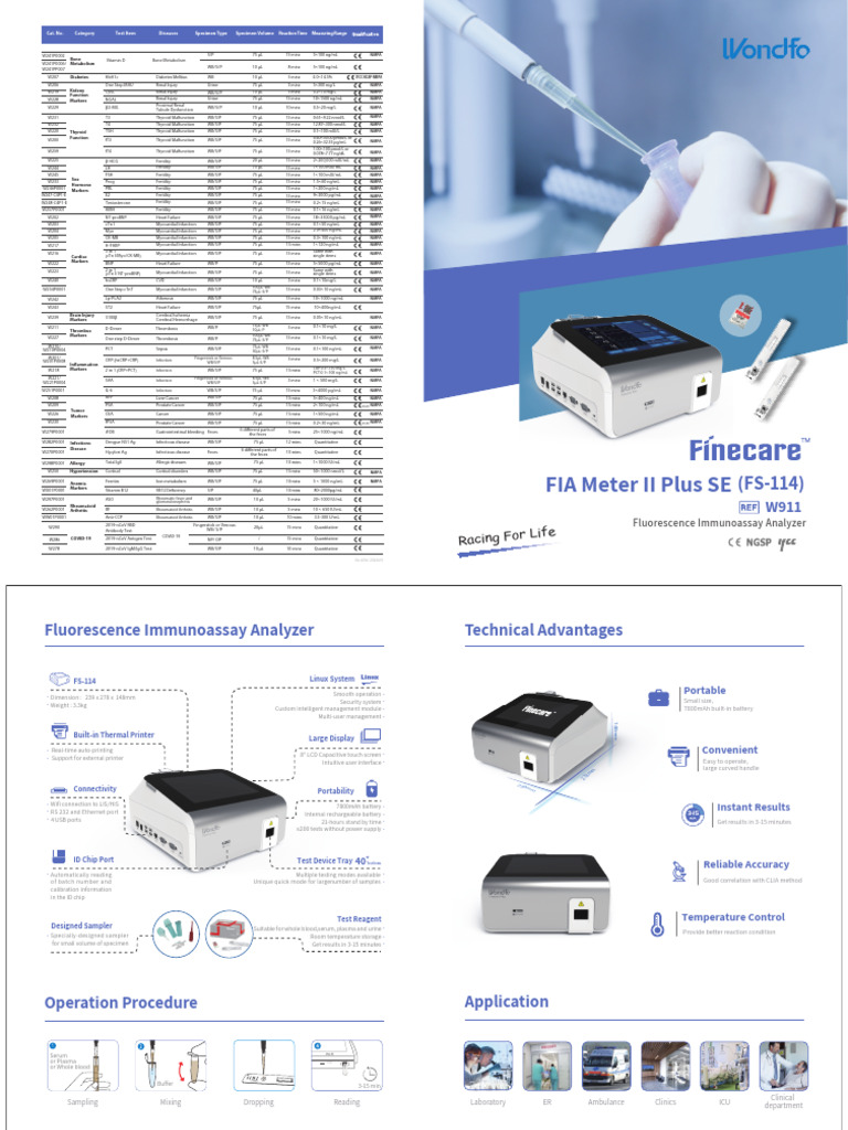 Finecare™ FIA Meter Plus SE | PDF | Kidney | Thrombosis