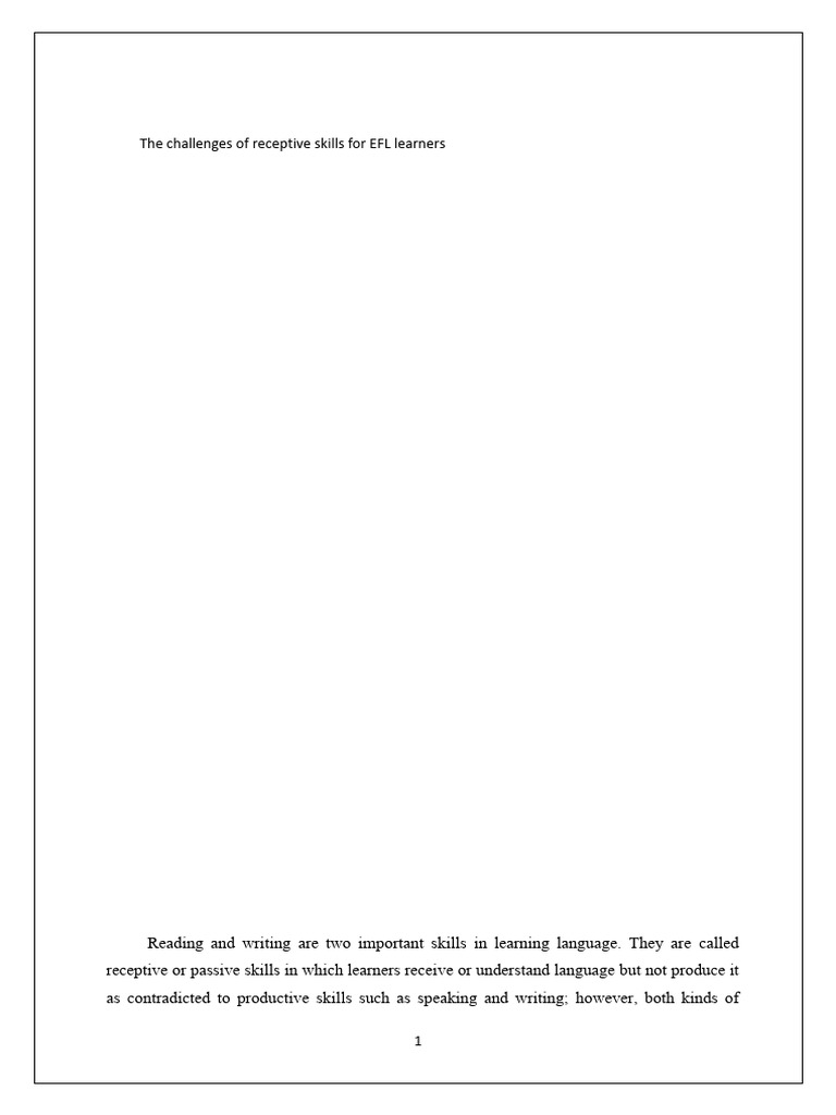 The Challenges of Receptive Skills For EFL Learners | PDF | Reading ...