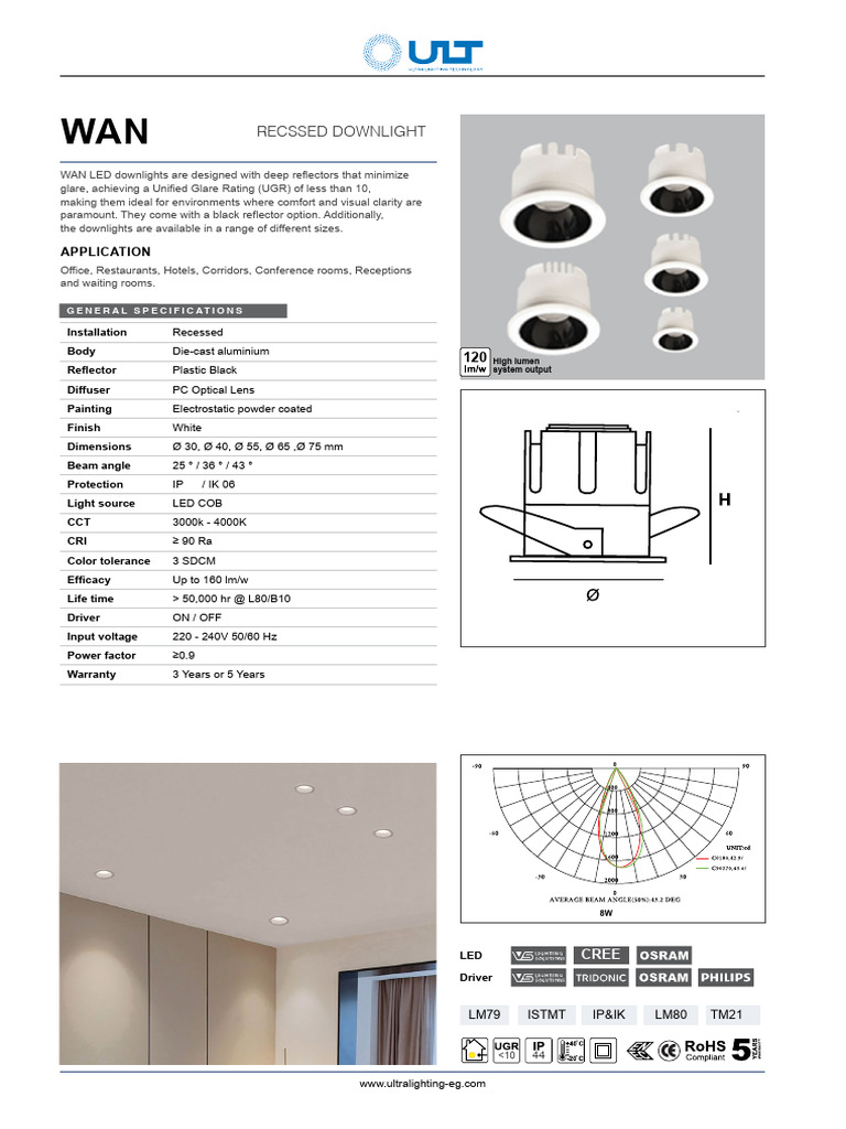 WAN Recessed LED Downlight Specs | PDF | Electrical Components ...