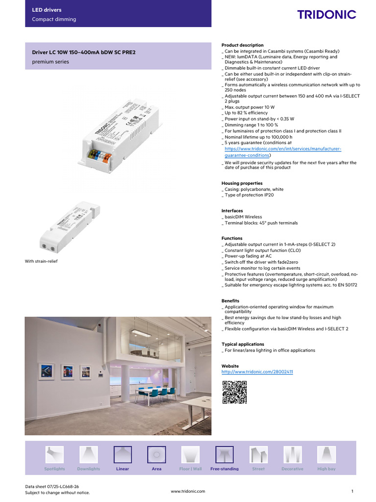Tridonic LC 10W LED Driver | PDF | Light Emitting Diode | Electrical Wiring