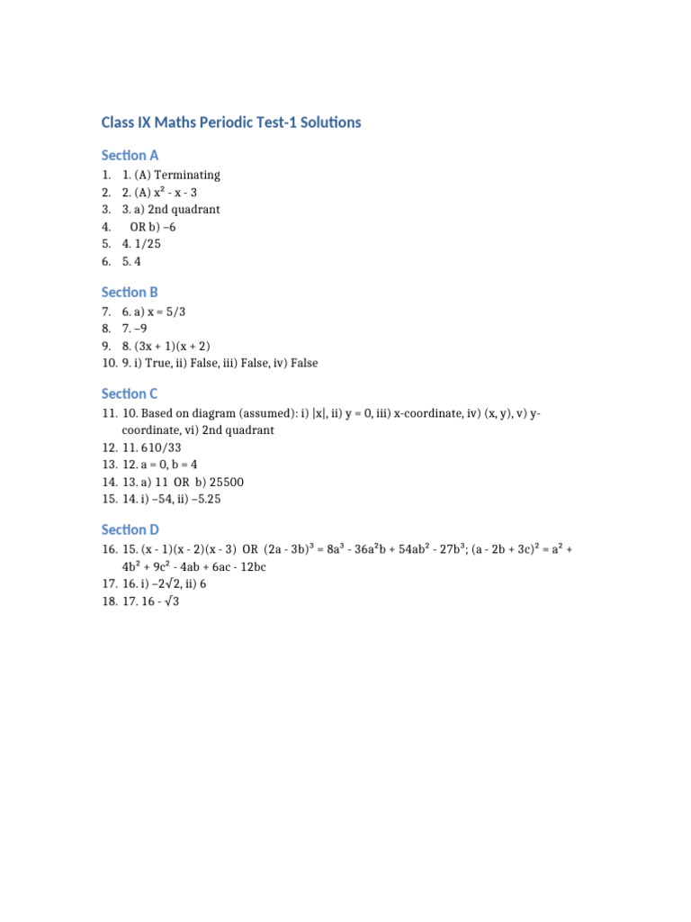 Class IX Maths Solutions | PDF