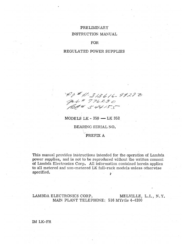 LAMBDA LK-352FM Instruction | PDF