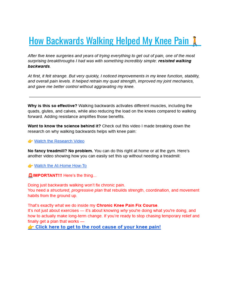 How Backwards Walking Helped My Knee Pain | PDF