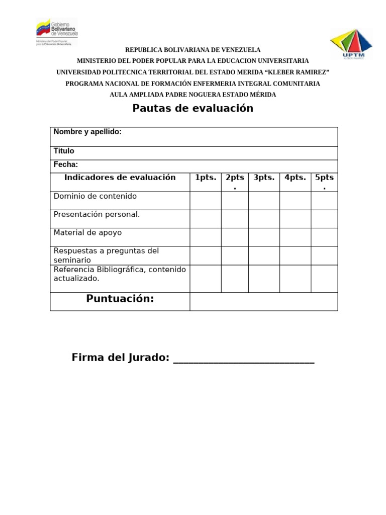 Pautas de Evaluacion | PDF