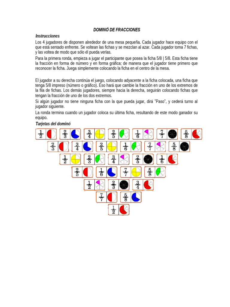 Dominó de Fracciones | PDF