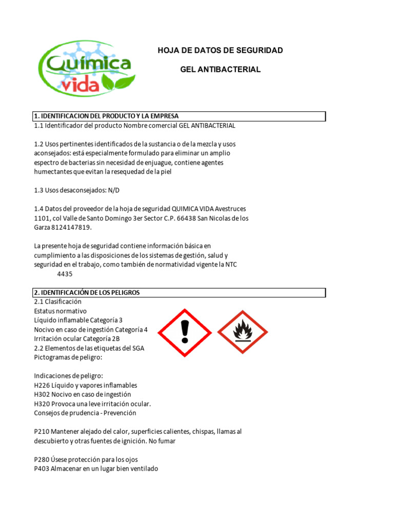Alcohol en Gel MSDS | PDF | Reciclaje | Residuos
