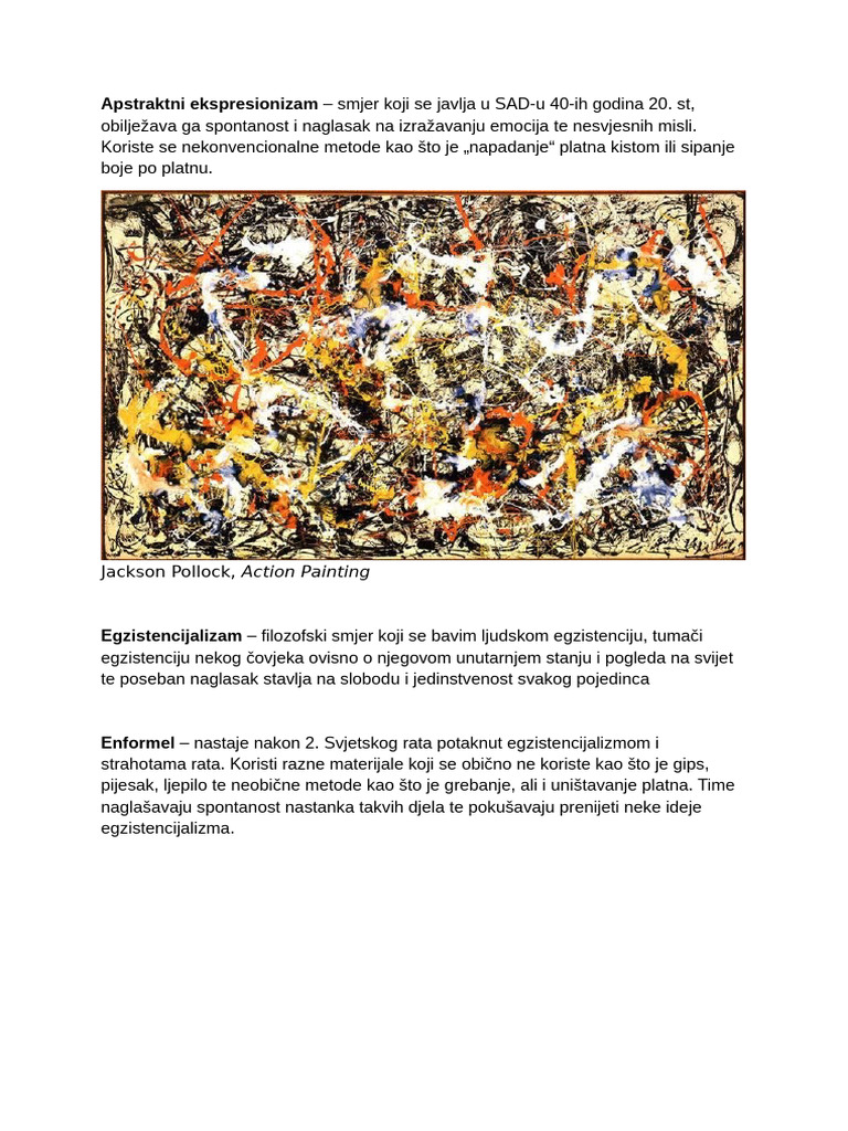Abstraktni Ekspresionizam, Enformel | PDF