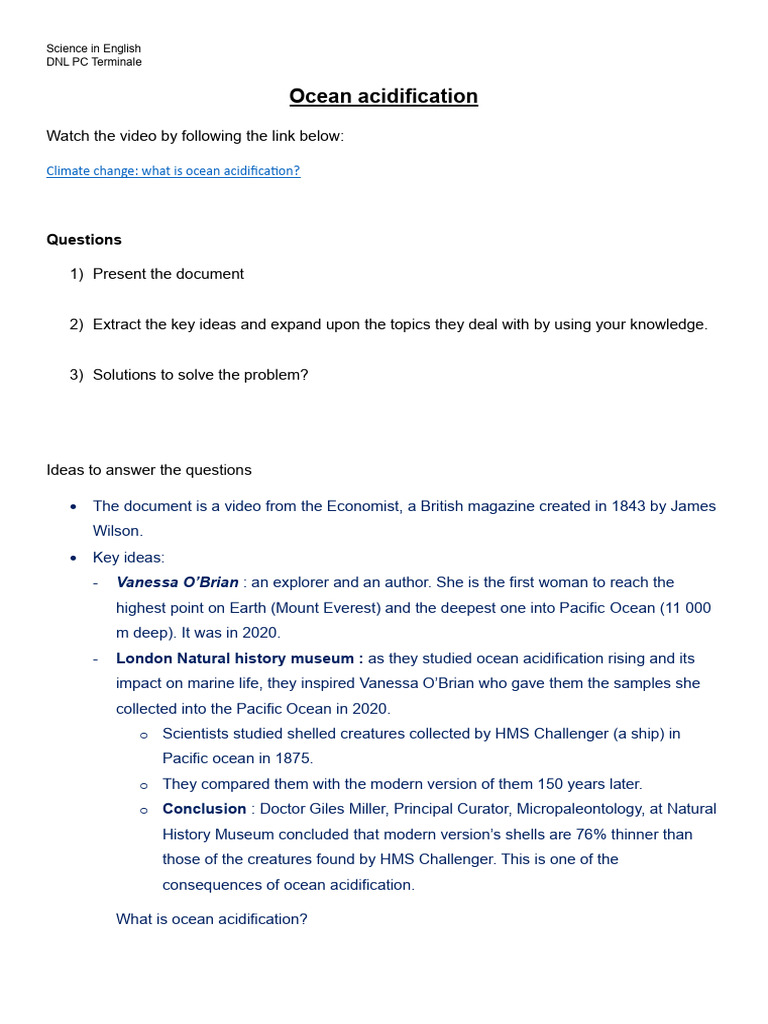 Ocean Acidification: Key Insights and Solutions | PDF | Ocean ...