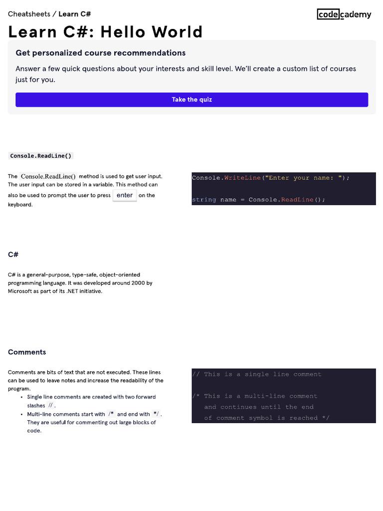 Learn C# Hello World | PDF