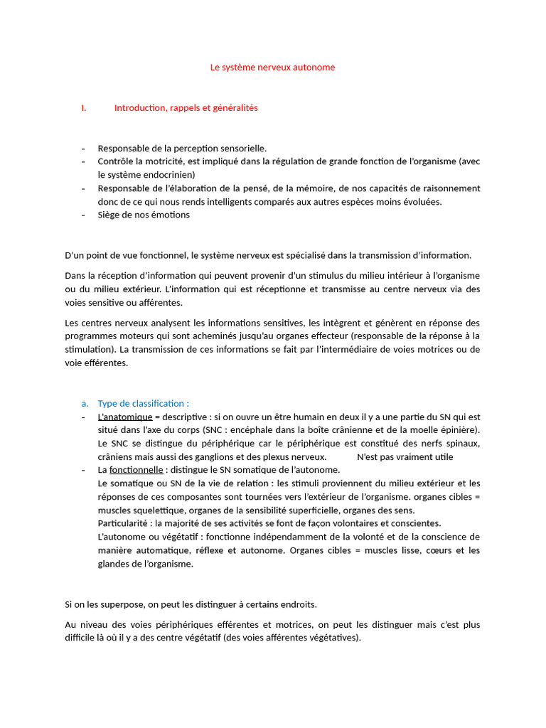 Comprendre le Système Nerveux Autonome | PDF | Système nerveux autonome ...
