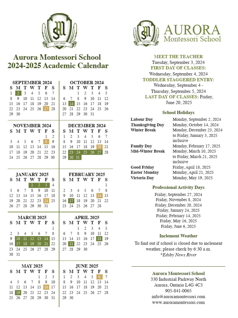 AMS 2024 2025 School Calendar | PDF | Observances