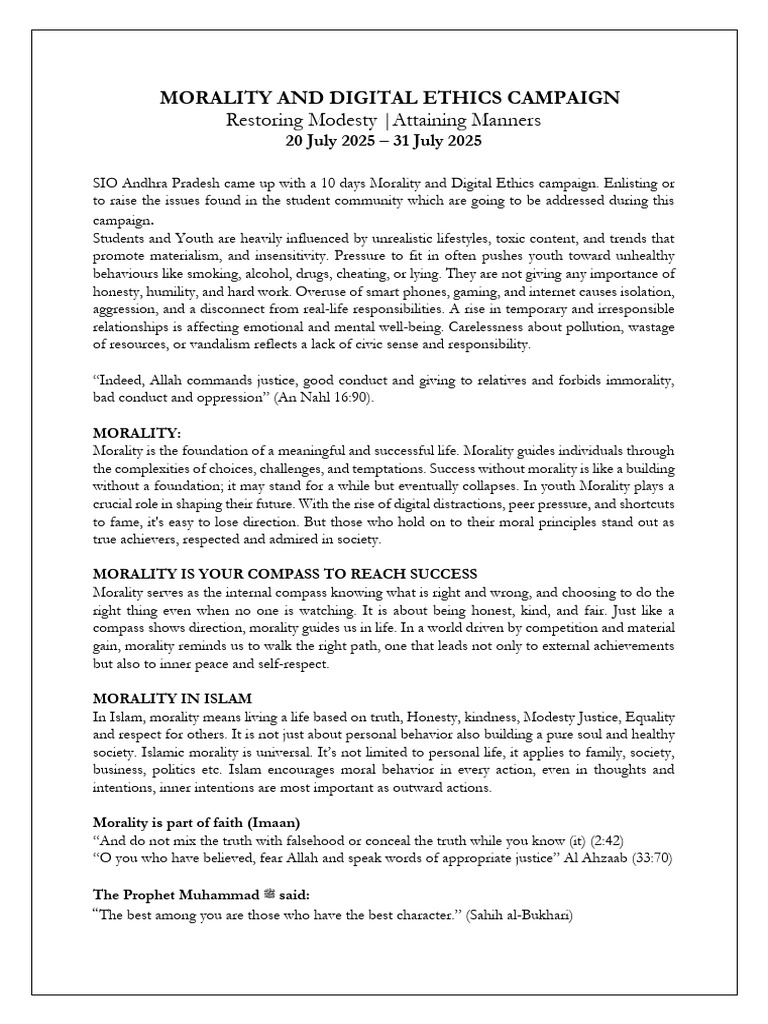 Morality and Digital Ethics Campaign | PDF | Morality | Chastity