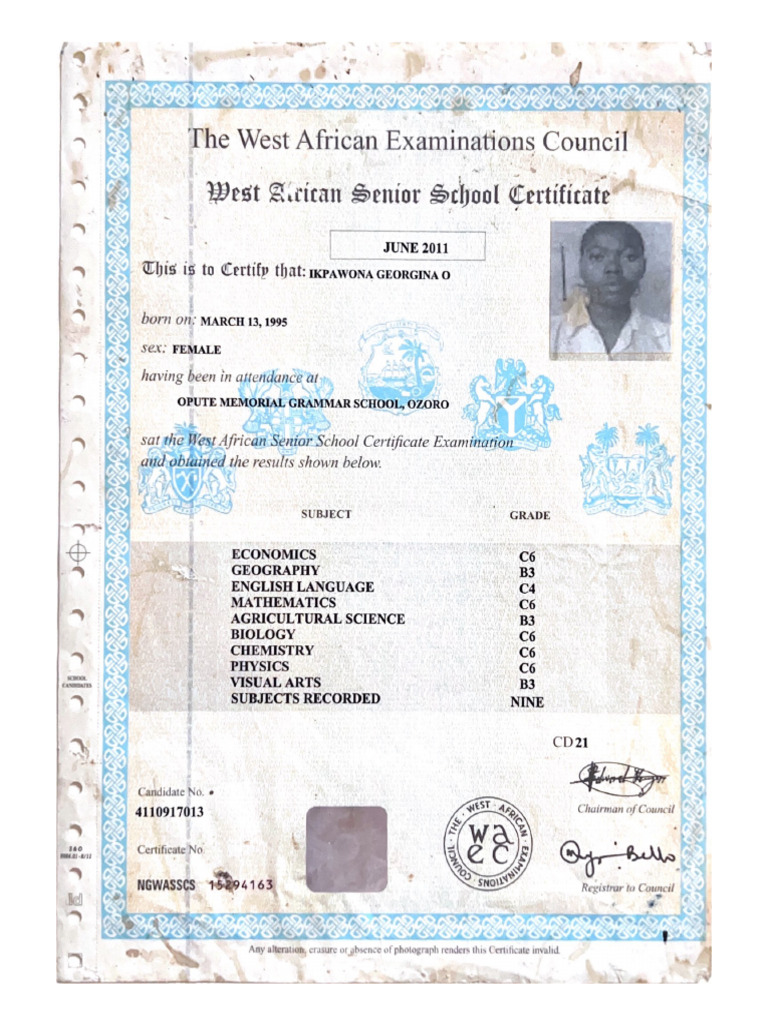 WAEC Certificate | PDF