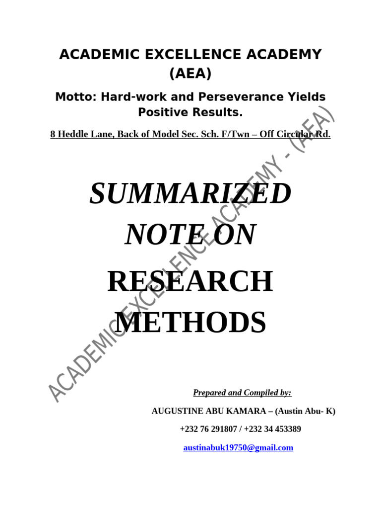 Summary of Research Methods | PDF | Sampling (Statistics) | Qualitative ...