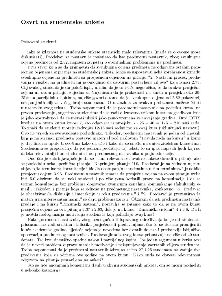 Osvrt Na Ankete | PDF