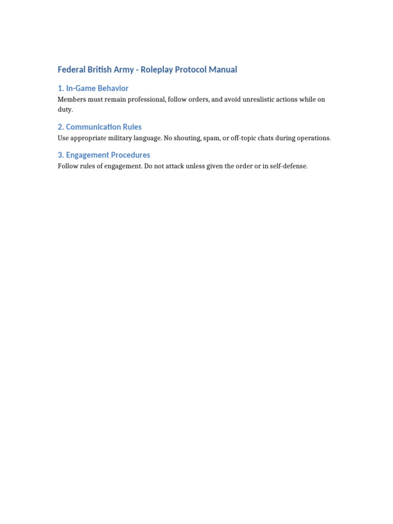 British Army Roleplay Protocol Guide | PDF