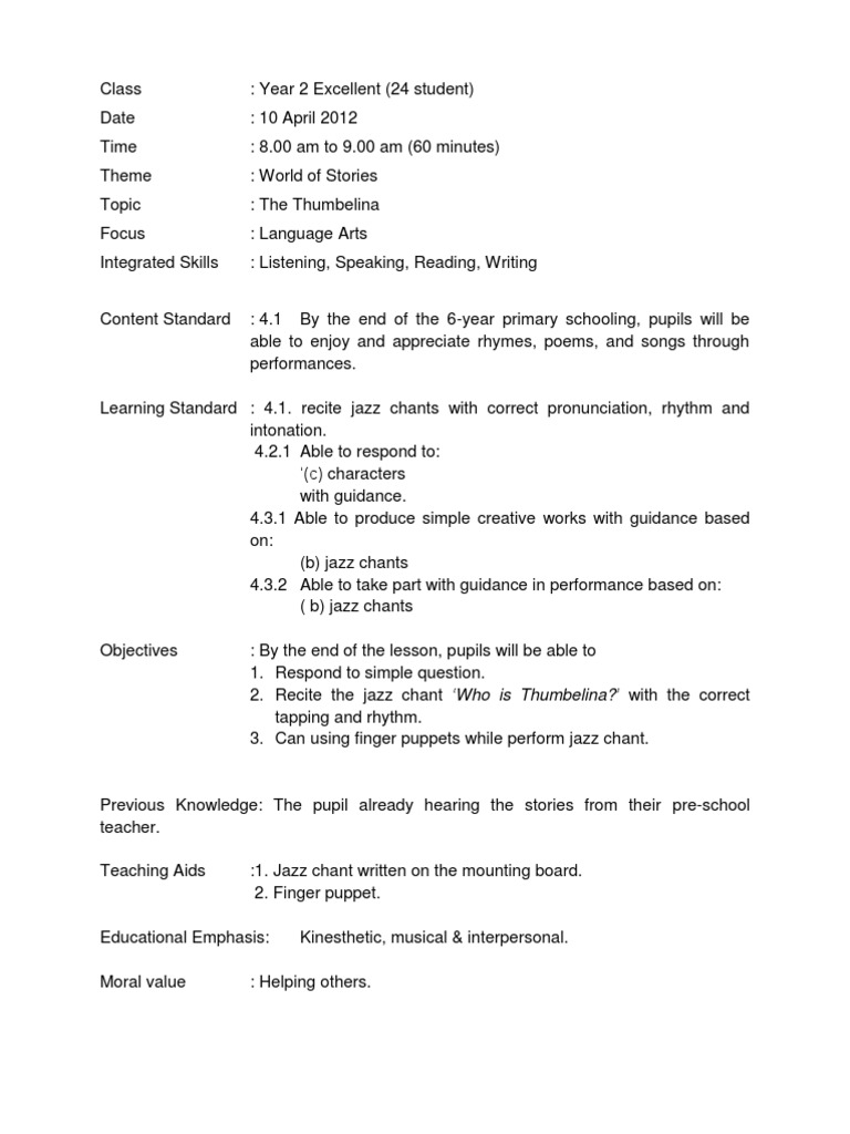 Lesson Plan Language Arts | PDF | Lesson Plan | Teachers