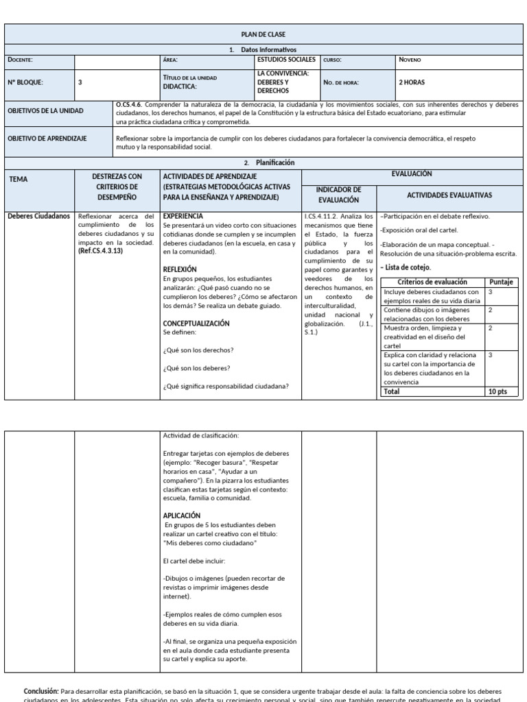 Planificación Noveno Año | PDF | Aprendizaje | Enseñando