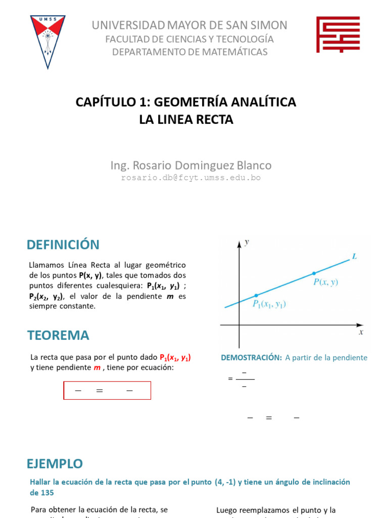 Ecuaciones de la Línea Recta en Geometría | PDF | Pendiente | Línea ...