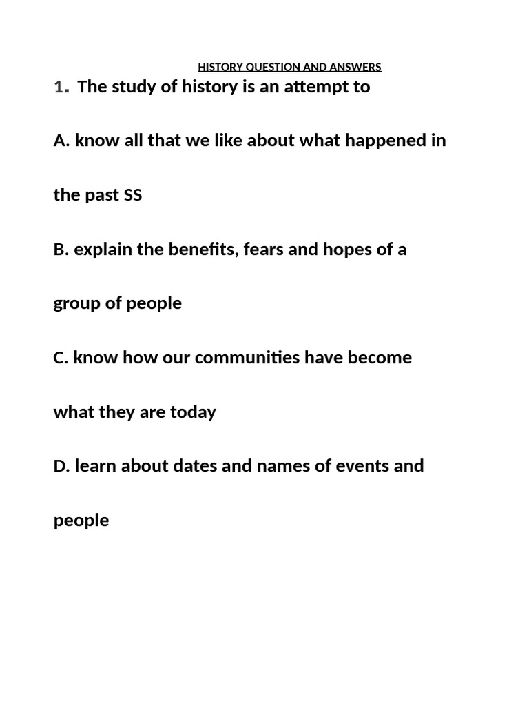 History Questions and Answers. 1 (Autosaved) - 1-1 | PDF | Polygamy