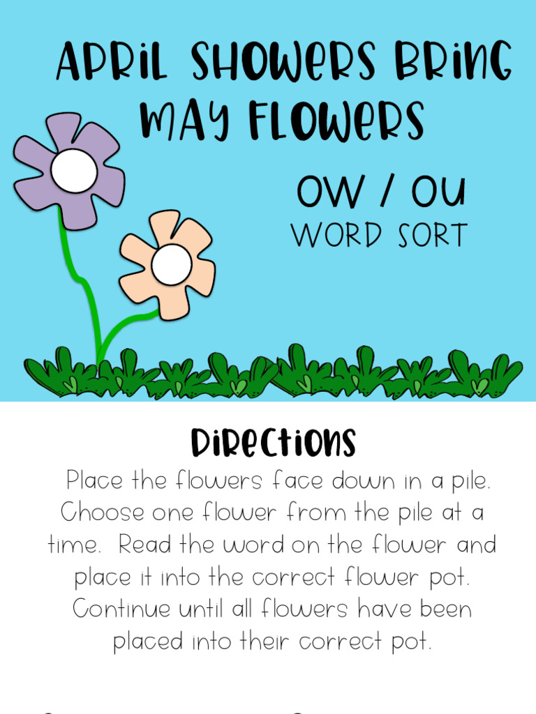 April Showers Bring May Flowers: Ow / Ou | PDF