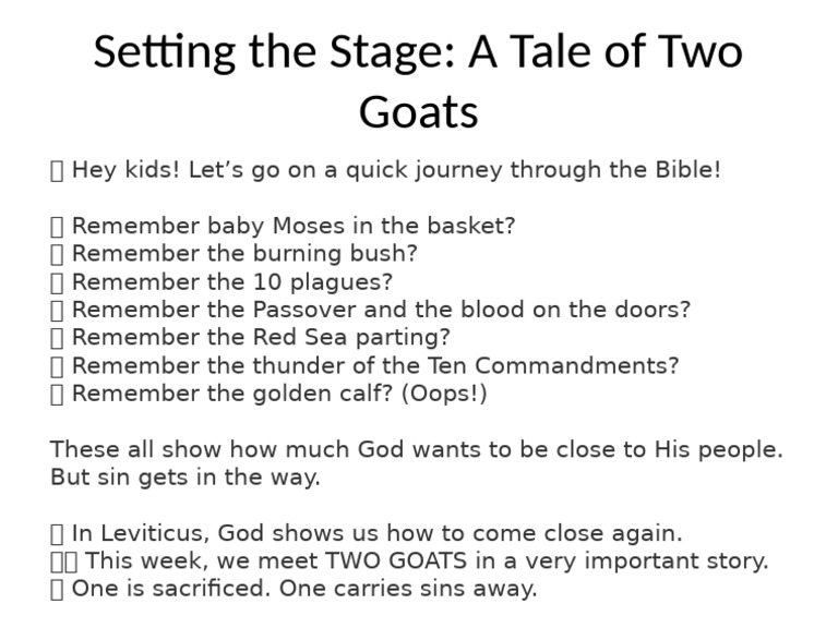 Setting The Stage Two Goats | PDF