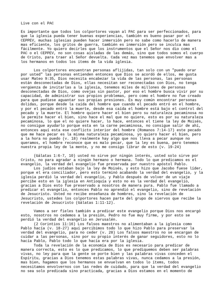 Importancia del PAC y CEPPEV en la Iglesia | PDF | Pablo el apóstol ...