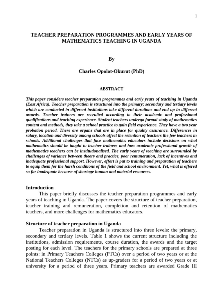 Opolot-Okurut Charles ICMI15 Prop | PDF | Teachers | Mathematics