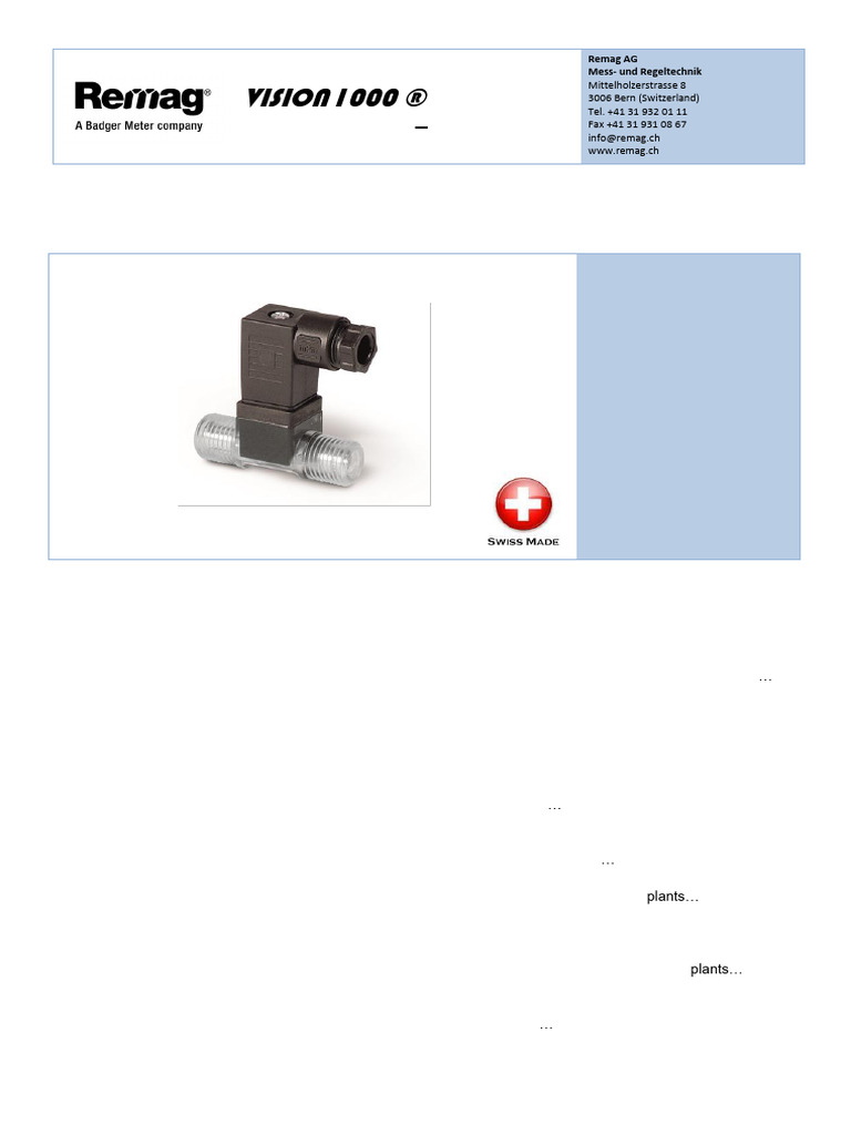VISION 1000 Turbine Flow Meter Overview | PDF | Flow Measurement | Turbine