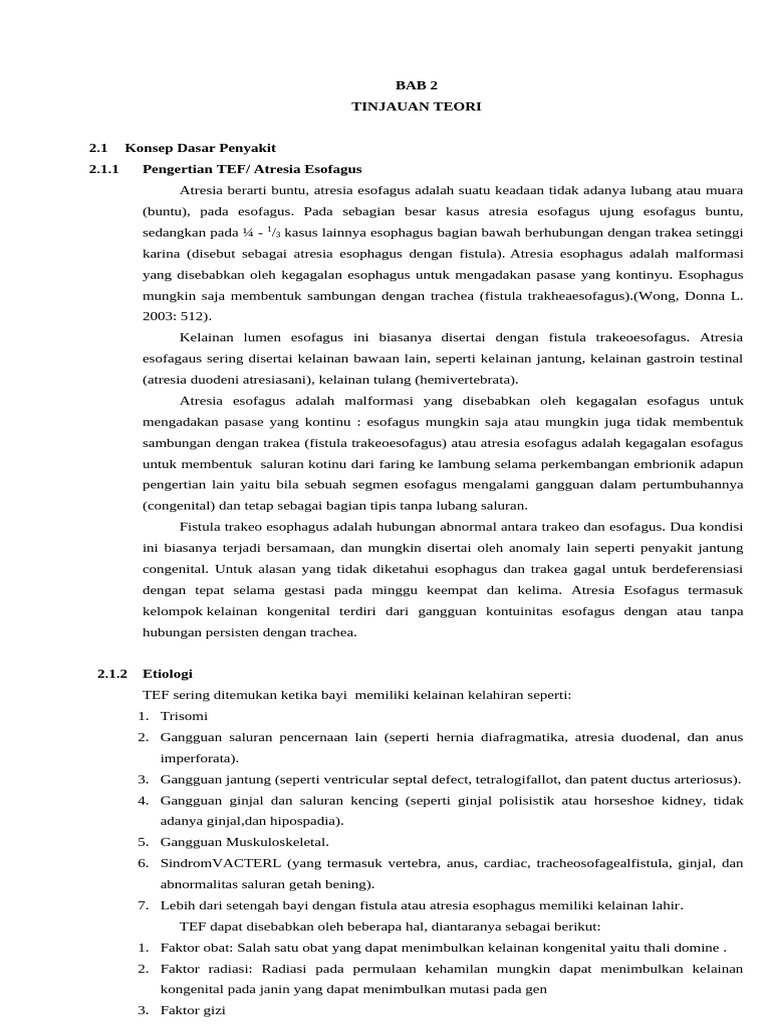 Atresia Esofagus pada Bayi: Tinjauan Lengkap | PDF