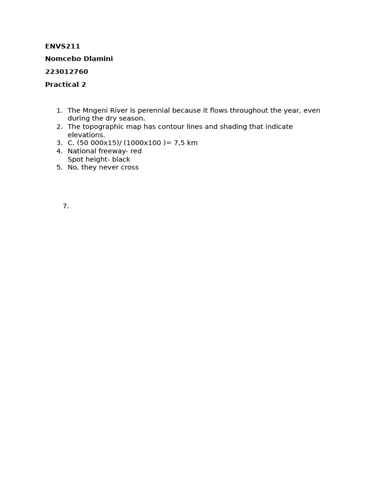 Mngeni River Flow and Topographic Analysis | PDF