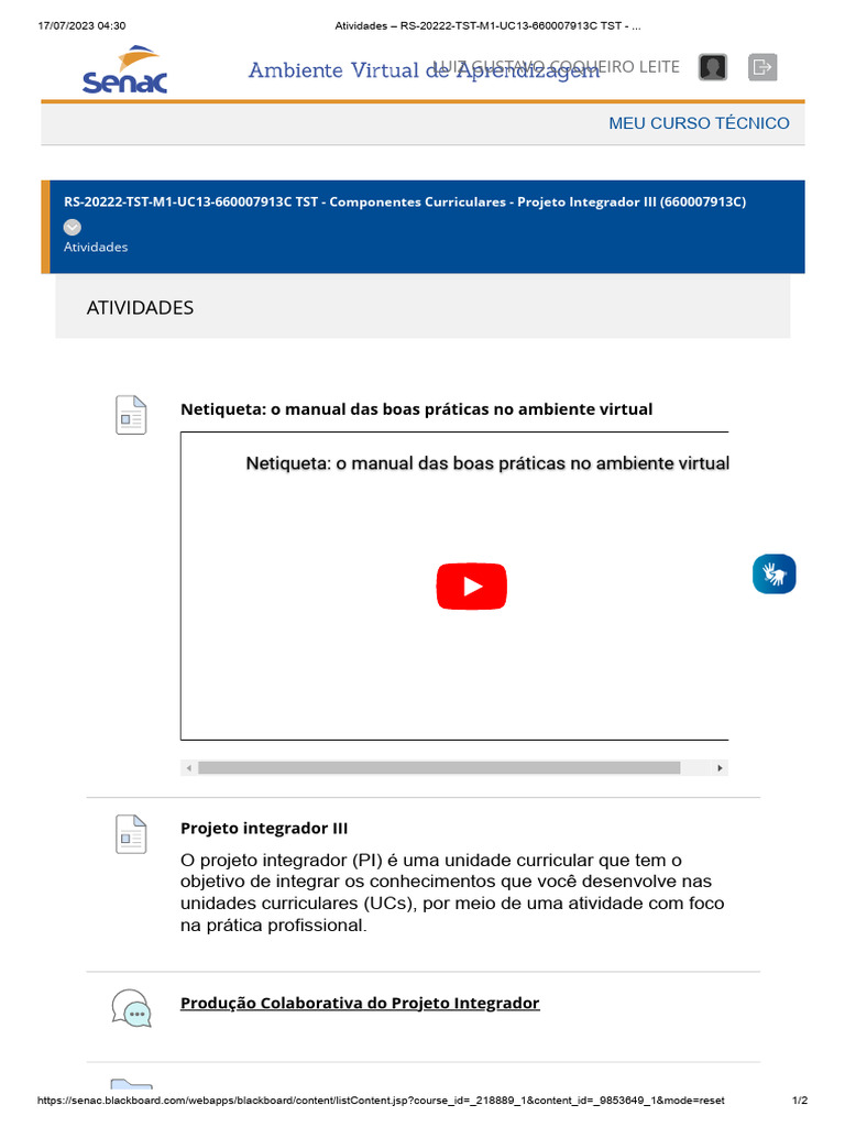 Atividades - RS-20222-TST-M1-UC13-Projeto Integrador 3 | PDF