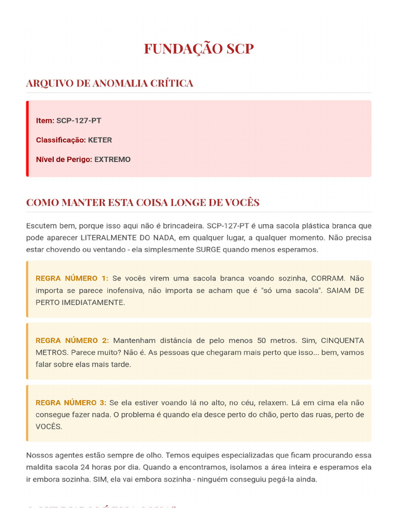 SCP-127-PT_Arquivo_de_Anomalia_Critica DOCUMENTO SCP | PDF