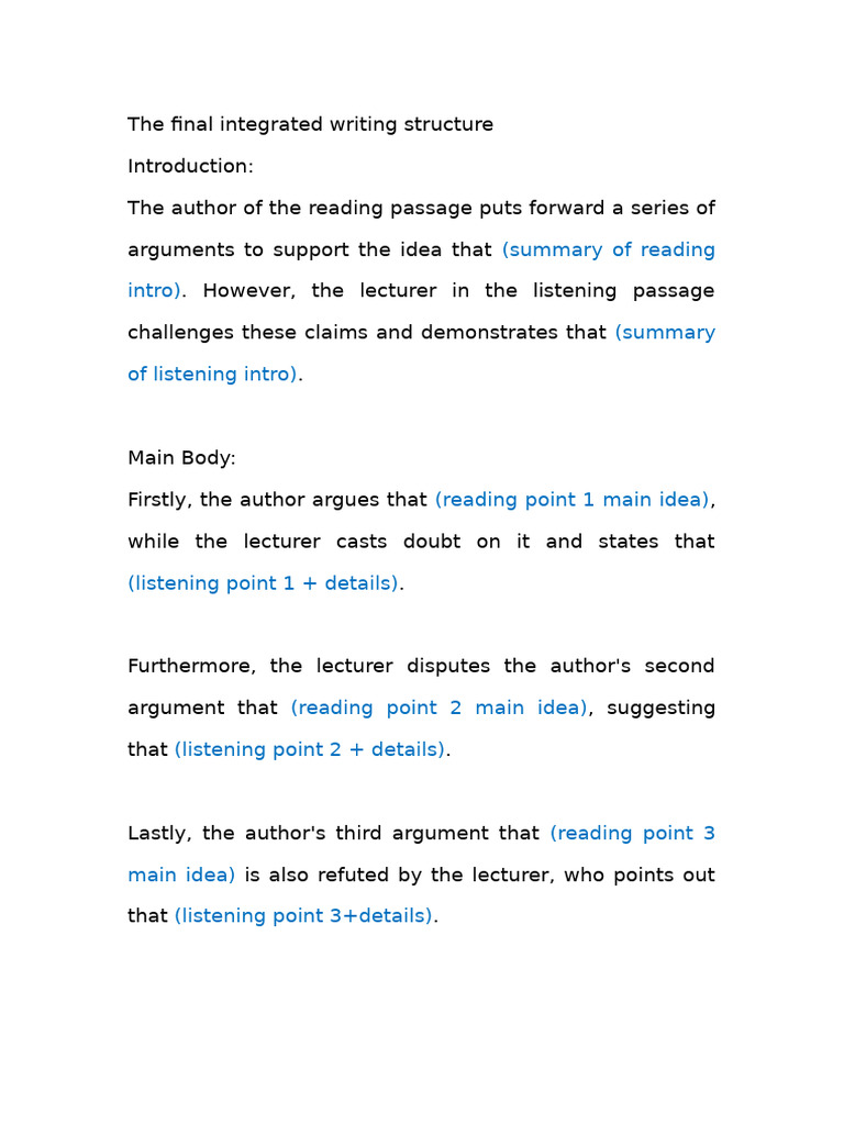 9120 Integrated Writing Template | PDF