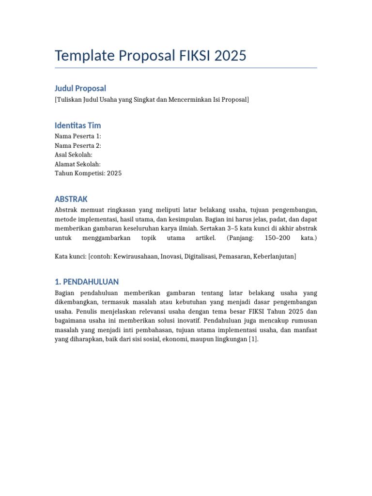 Template Proposal Fiksi 2025 | PDF