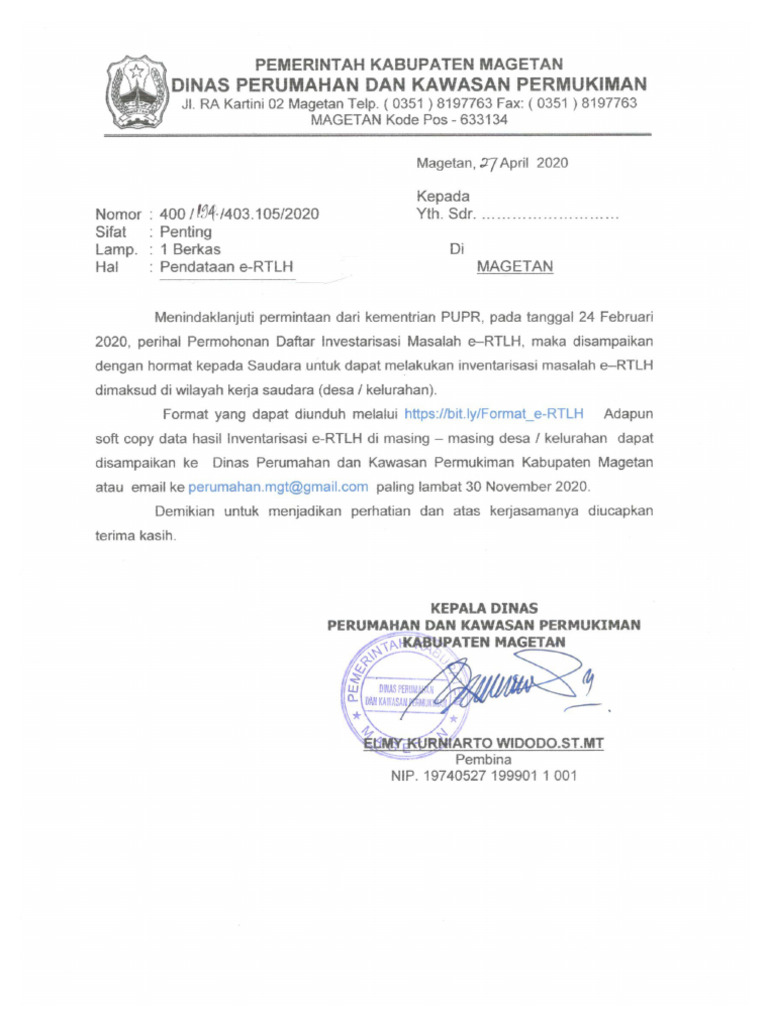 Surat Permohonan Data-Dikonversi | PDF