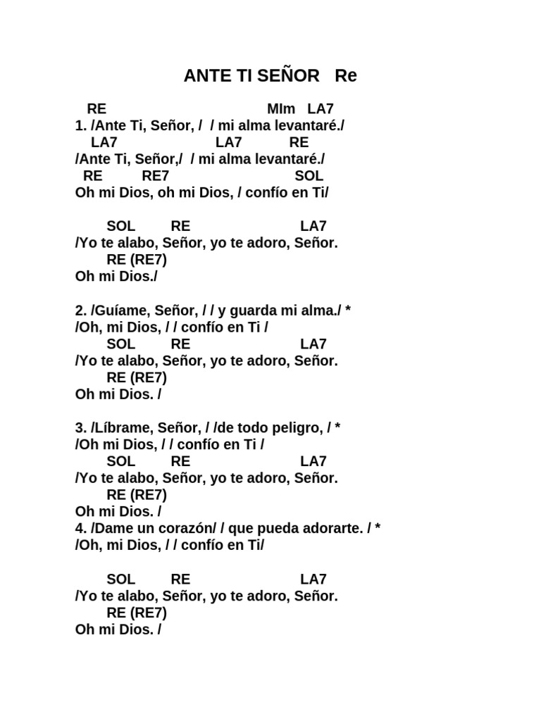 Ante Ti, Señor: Letra y Alabanza | PDF