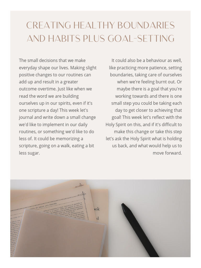 Creating Healthy Boundaries and Habits Plus Goal-Setting Worksheet | PDF